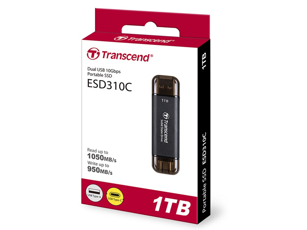 Transcend ESD310 1TB 10Gbps OTG Portable SSD - Black | External SSD