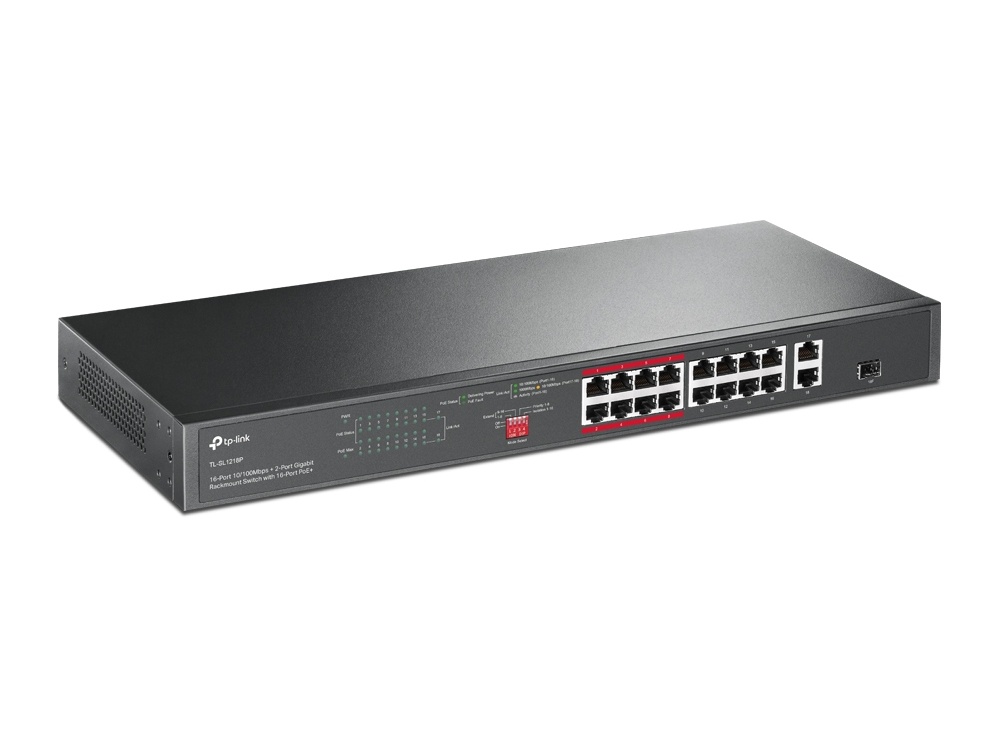 TP-Link TL-SL1218P 16-Port PoE+ Rackmount Switch | Networking Switches