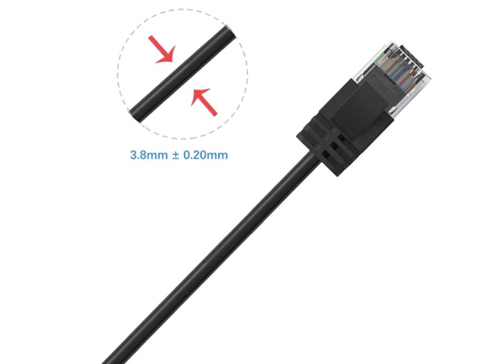 Cruxtec RF6A 3m Ultra-Thin CAT 6A U/UTP 28AWG Ethernet Cable - Black ...