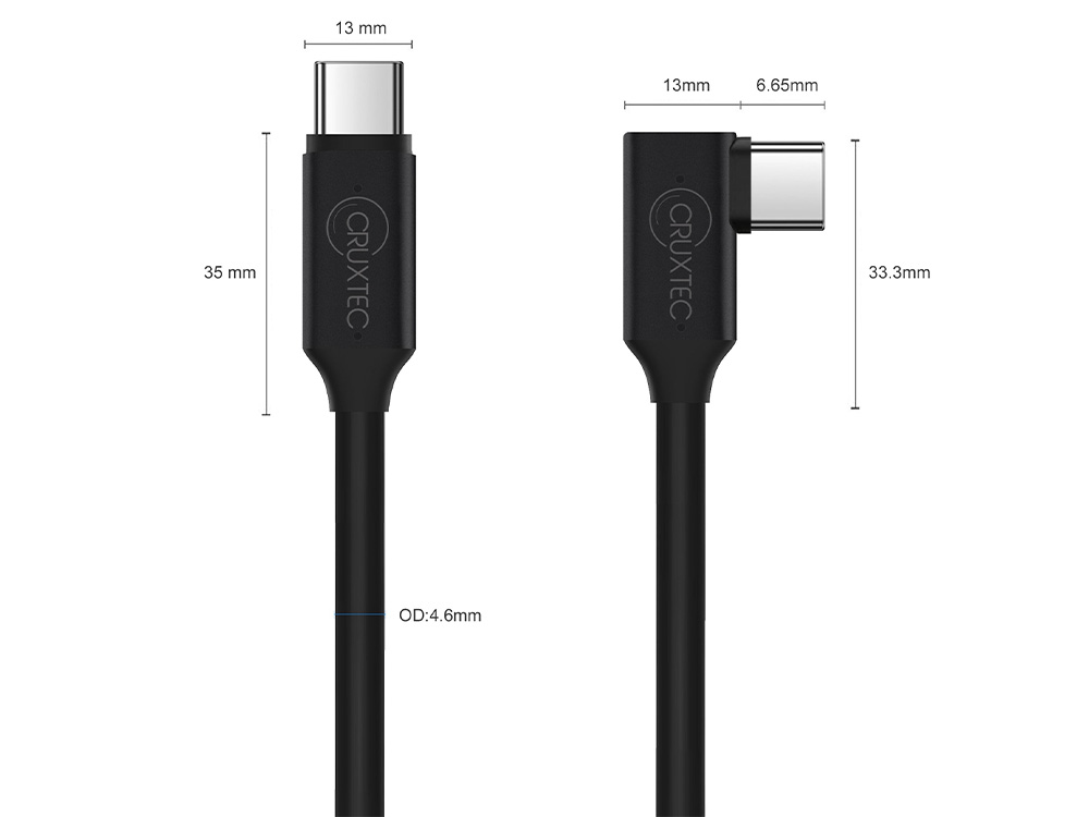 Cruxtec VSC 5m Optical Fiber USB-C to USB-C 90° Angle VR Cable [VSC-05-BK]