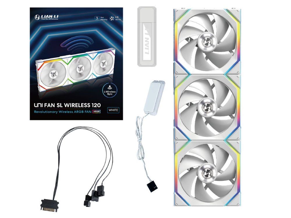 Lian Li Uni Fan SL Wireless 120mm ARGB PWM Fan - White (3-Pack w ...