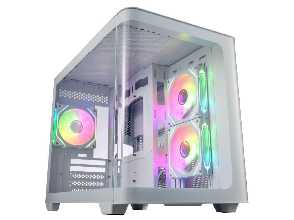 FSP S380 Curved Tempered Glass Side Panel Micro-ATX Case - White [S380-WA]