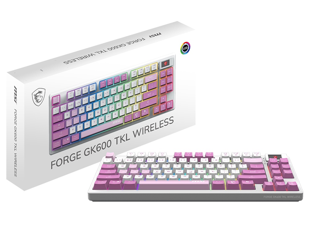 MSI Forge GK600 TKL Wireless RGB Linear Switch Gaming Keyboard - Violet ...