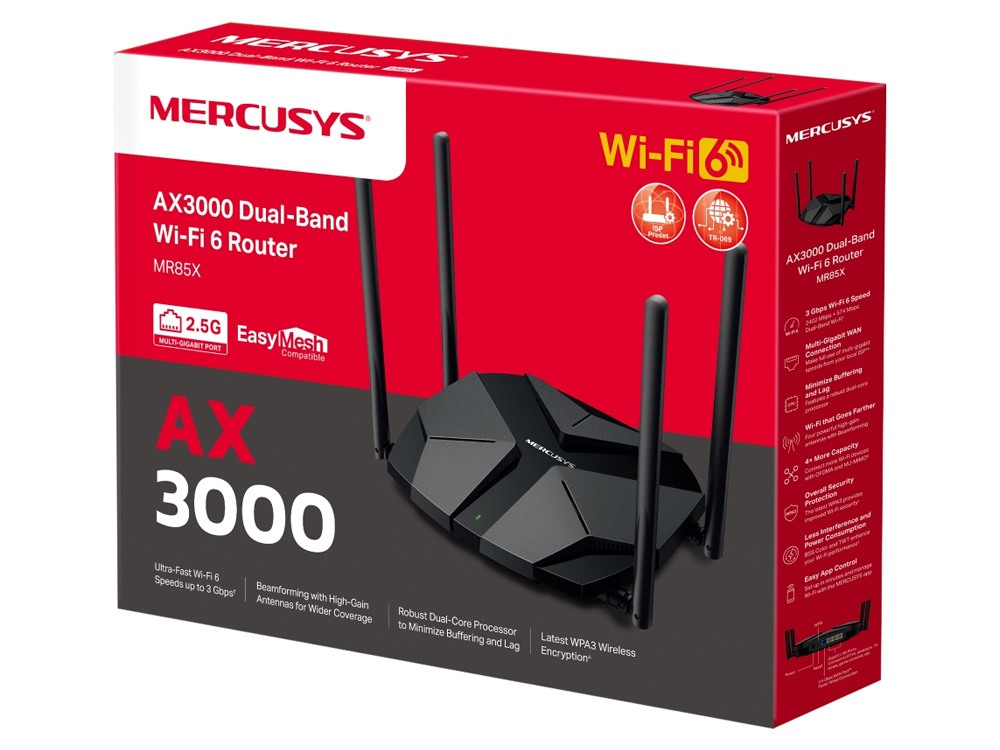Mercusys MR85X AX3000 Dual-Band WiFi 6 Router [MR85X]