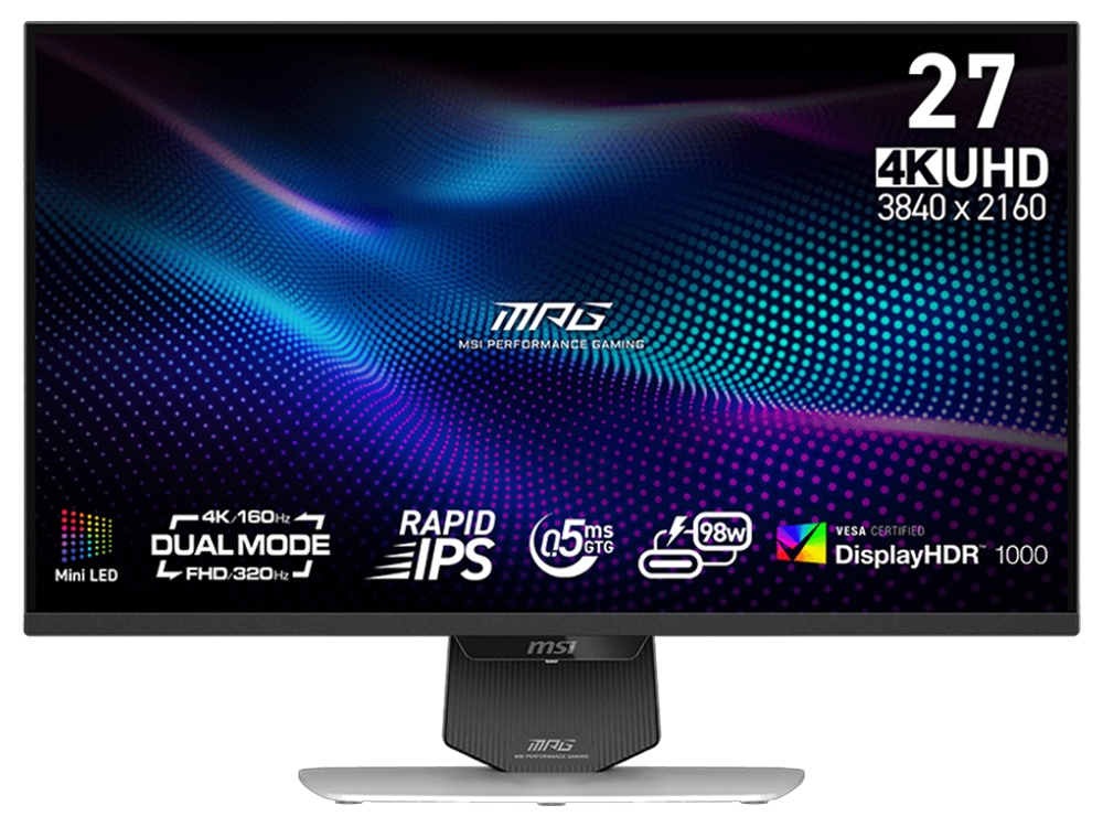 MSI MPG 274URDFW E16M 27" UHD 160Hz / FHD 320Hz Dual Mode IPS Adaptive ...