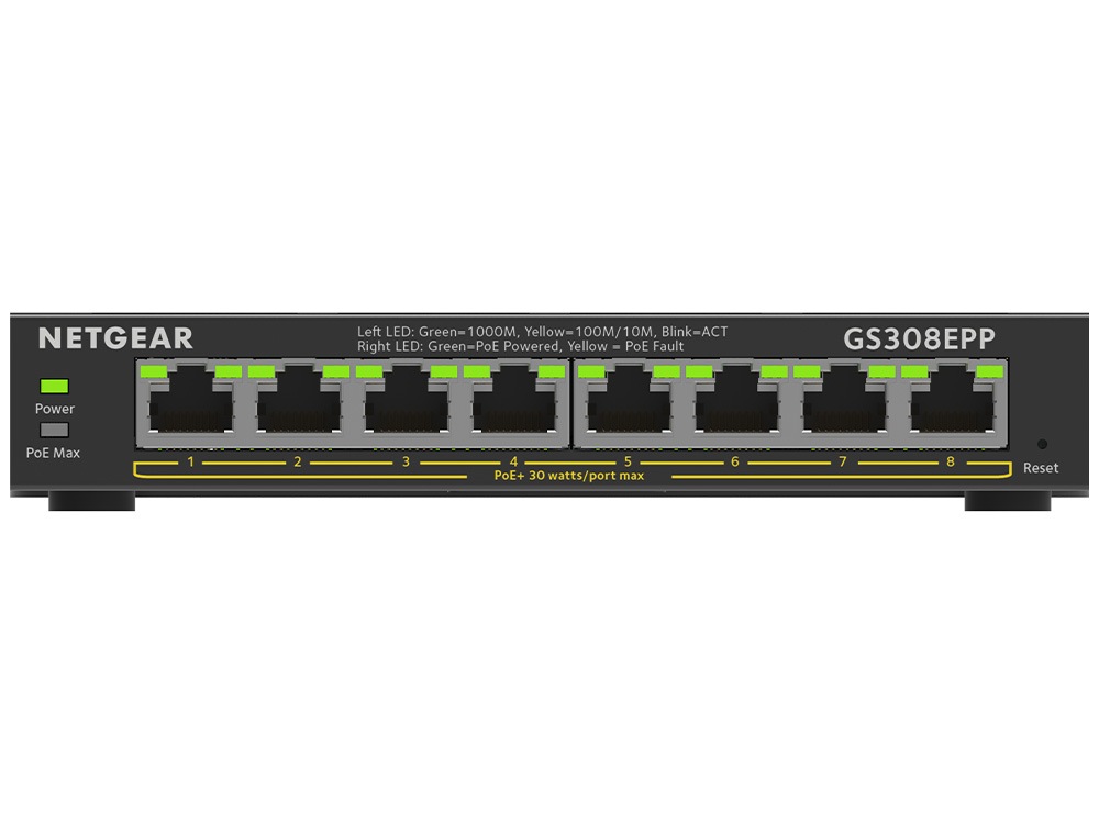 Netgear GS308EPP 8-Port Gigabit Ethernet Easy Smart Essentials PoE ...