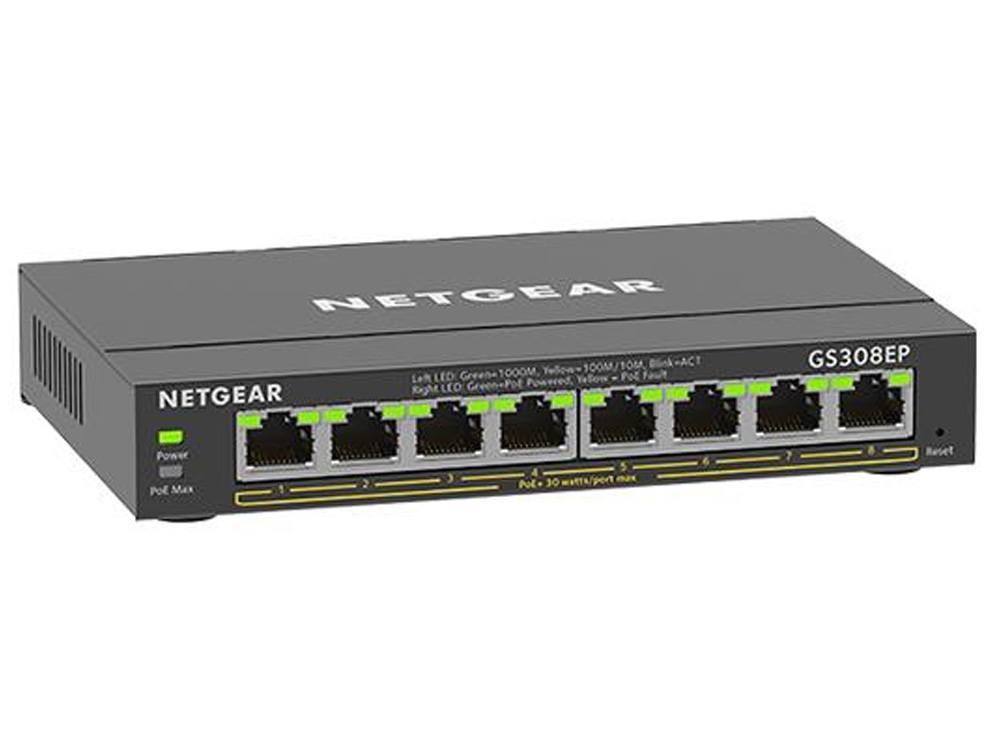 Netgear GS308EP 8-Port 62W Gigabit Ethernet PoE+ Easy Smart Essentials ...