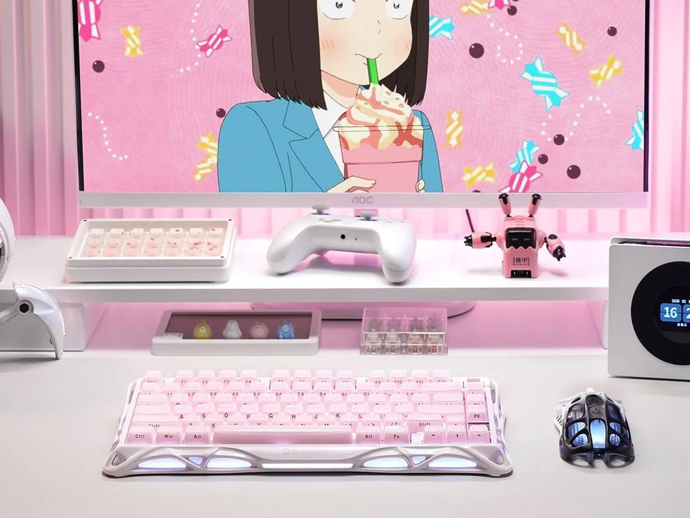 GravaStar Mercury K1 Wireless RGB Gaming Keyboard - Sakura Pink [GS K1 ...