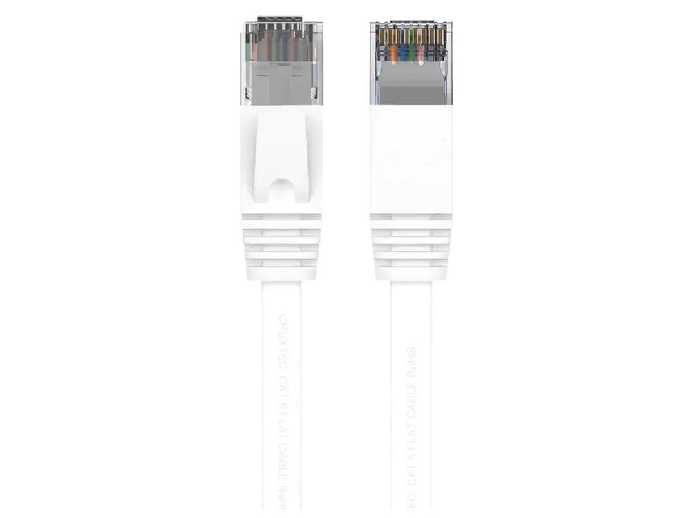 Cruxtec FC6 15m CAT6 UTP Flat Ethernet Cable - White [FC6-150-WH]