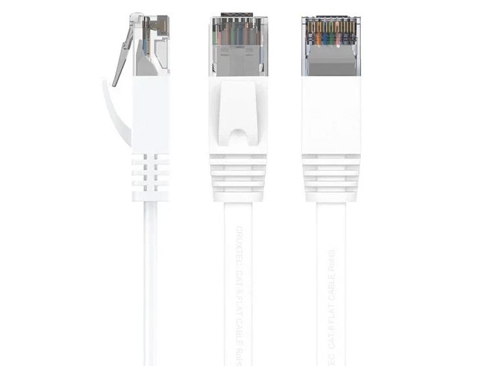 Cruxtec FC6 20m CAT6 UTP Flat Ethernet Cable - White [FC6-200-WH]