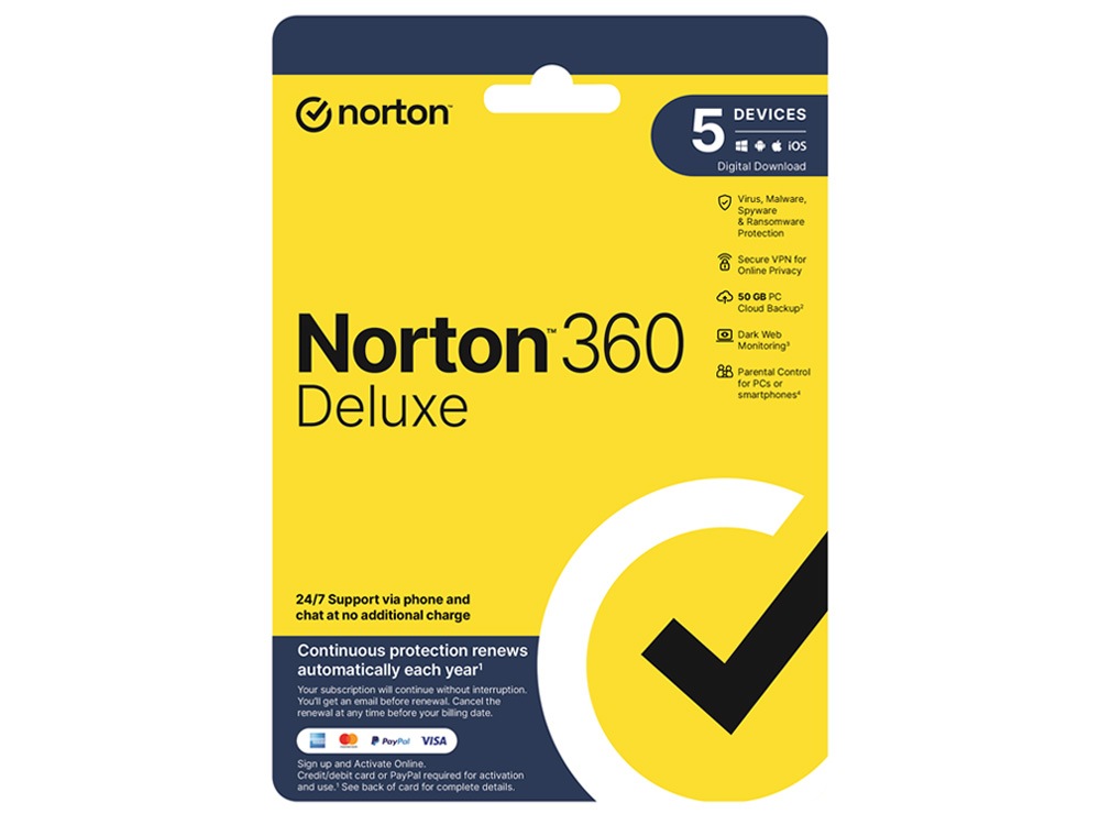 Norton 360 Deluxe 50GB (1 User, 5 Devices 24 Months) - Physical [21476884]