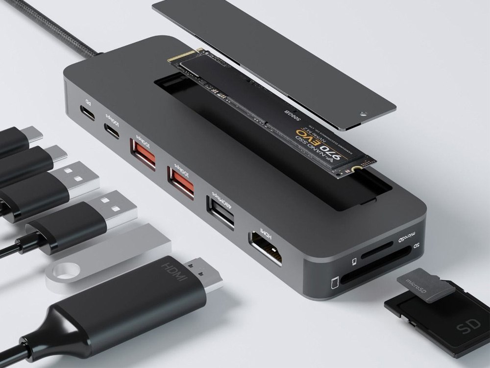 Mbeat Elite 9-in-1 USB-C Multiport Hub with Built-in M.2 NVMe SSD ...